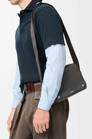 Loewe Medium Pebble Messenger Bag - Dark Grey
