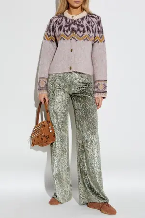 FORTE_FORTE Velvet Wide-leg Trousers With Lurex Thread - Silver