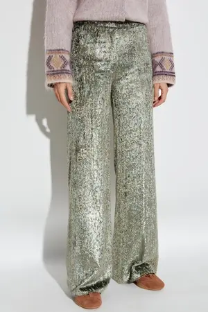 FORTE_FORTE Velvet Wide-leg Trousers With Lurex Thread - Silver