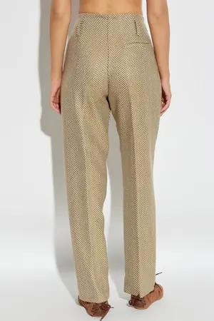 FORTE_FORTE Herringbone Pattern Straight Trousers