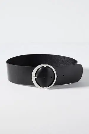 Anthropologie Round Buckle Wide Belt - Black