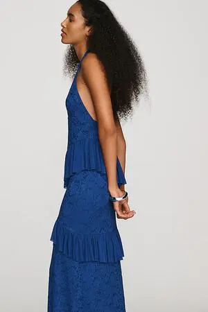 AFRM Halter Ruffle Maxi Dress - Lapis