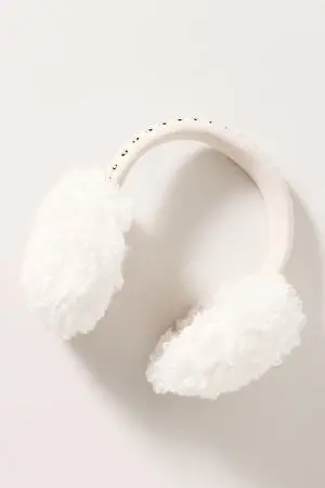 VIOLET & BROOKS Studded Faux Fur Earmuffs Ivory