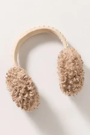 VIOLET & BROOKS Studded Faux Fur Earmuffs Tan