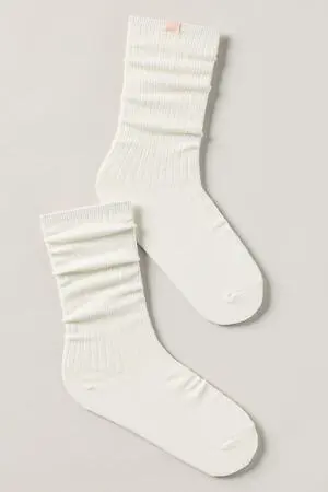 LYREBIRD Ribbed Wool Blend Crew Socks - Ivory