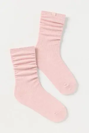 LYREBIRD Ribbed Wool Blend Crew Socks - Pink