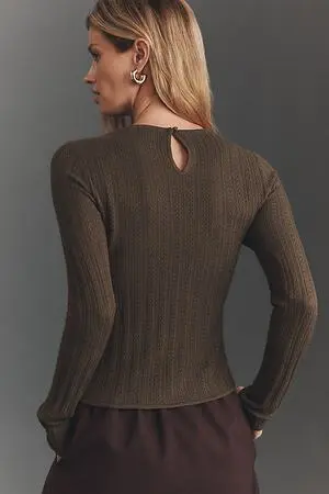 Paige Alis Crew-neck Pointelle Sweater