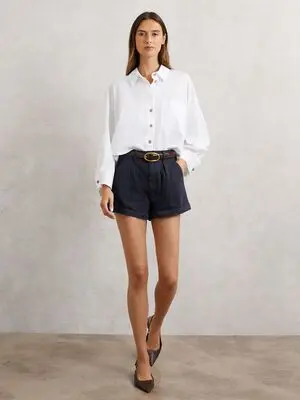 Paige Cotton-blend Cuffed-hem Shorts