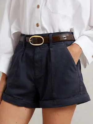 Paige Cotton-blend Cuffed-hem Shorts