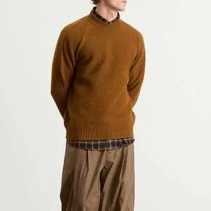 John Smedley Couper Moss Stitch British Wool Jumper - Umber