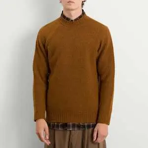 John Smedley Couper Moss Stitch British Wool Jumper - Umber