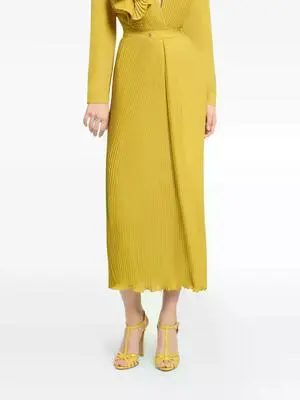 Elie Saab Pleated Chiffon Midi Skirt