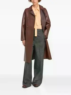 YVES SALOMON Double-breasted Leather Coat - Red