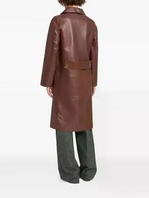 YVES SALOMON Double-breasted Leather Coat - Red