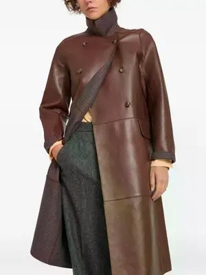 YVES SALOMON Double-breasted Leather Coat - Red