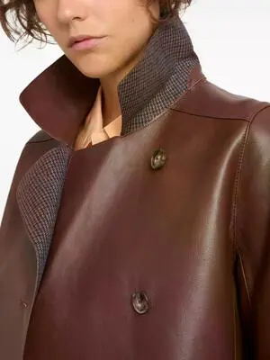 YVES SALOMON Double-breasted Leather Coat - Red