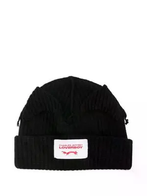 CHARLES JEFFREY LOVERBOY Ribbed-Knit Beanie Black