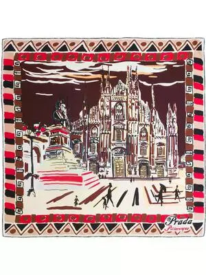 Prada Pittoresque Milan Silk Foulard