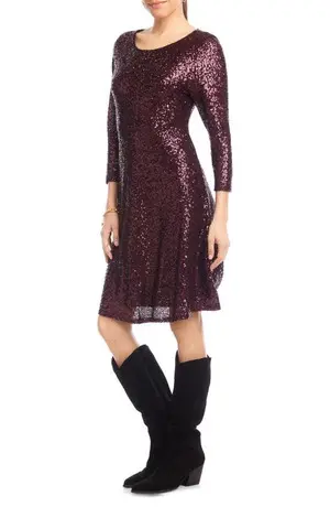 Karen Kane Sequin Fit & Flare Dress