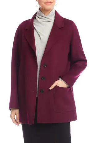 Karen Kane Oversized Brushed Wool Blend Blazer - Eggplant