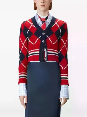 Thom Browne Argyle-intarsia Merino-wool Cardigan