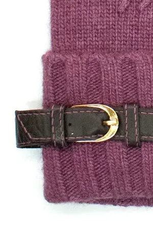 Portolano Gloves With Nappa Belt - Damson/teak