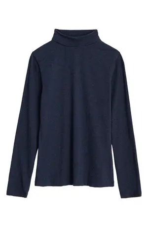 SEASALT CORNWALL Landing Turtleneck Stretch Organic Cotton Top - Maritime