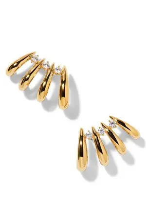 Nadri Pisa Hoop Climber Earrings - Gold