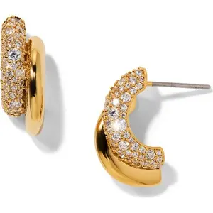 Nadri Pave Double Hoop Earrings - Gold