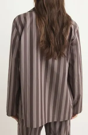 Mango Stripe Cotton Pajama Top - Brown
