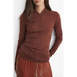 Mango Wool Zip Hoodie - Cognac