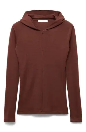 Mango Wool Zip Hoodie - Cognac