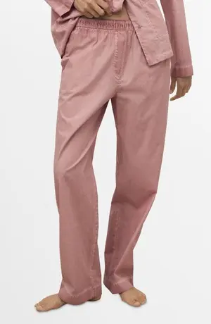 Mango Garment-dyed Cotton Pajama Pants - Medium Pink