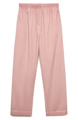 Mango Garment-dyed Cotton Pajama Pants - Medium Pink