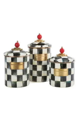 MACKENZIE-CHILDS Check Set Of 3 Canisters - Courtly