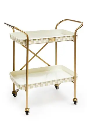 MACKENZIE-CHILDS Check 2-tier Kitchen Cart - Mocha