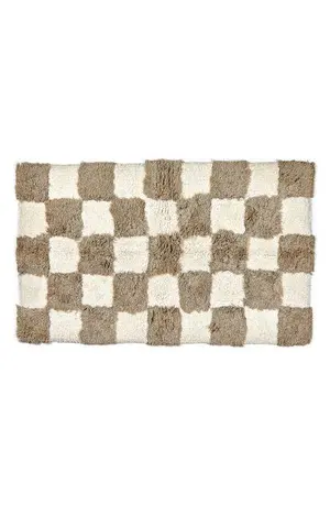 MACKENZIE-CHILDS Checkerboard Taupe Bath Rug - Beige