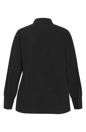 City Chic Telia Tie Waist Button-up Shirt - Black