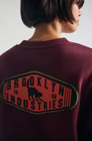 Brooklyn Industries Graphic Relaxed-fit Fleece Sweatshirt - Windsor Wine