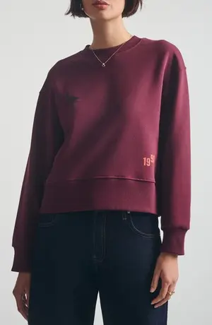 Brooklyn Industries Graphic Relaxed-fit Fleece Sweatshirt - Windsor Wine