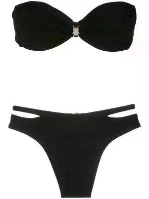 AMIR SLAMA Buckle Bandeau Bikini Set - Black