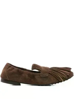 Tory Burch Fringe Detail Ballet Flats - Brown