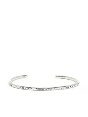 OBSIDIAN Engraved Cuff Bracelet - Silver