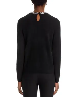 Bloomingdale'S Crystal Trim Cashmere Sweater