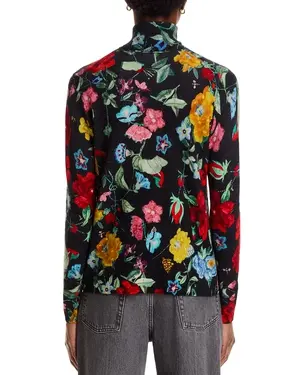 Bloomingdale'S Floral Print Cashmere Turtleneck Sweater