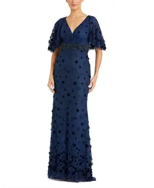 Mac Duggal Embellished Floral Gown - Midnight