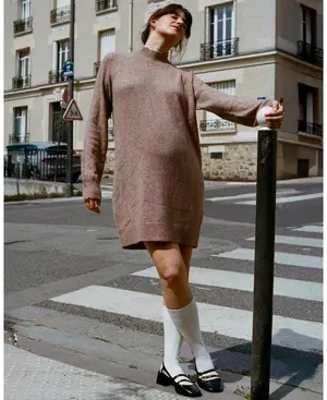 Hatch Collection Cozy Pointelle Poise Mini Maternity Dress