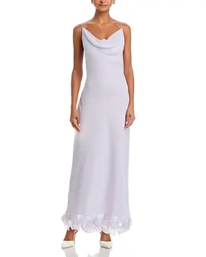 ROTATE BY BIRGER CHRISTENSEN Chiffon Slip Dress With Ruffled Hem - Lavender