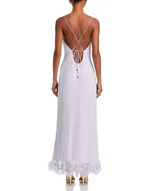 ROTATE BY BIRGER CHRISTENSEN Chiffon Slip Dress With Ruffled Hem - Lavender