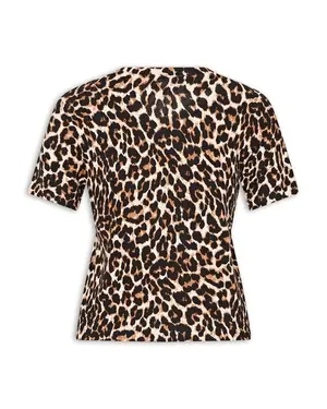 MILLY Leopard Print Short Sleeve Top